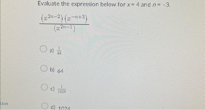 Solved Evaluate the expression below for \\( x=4 \\) and \\( | Chegg.com