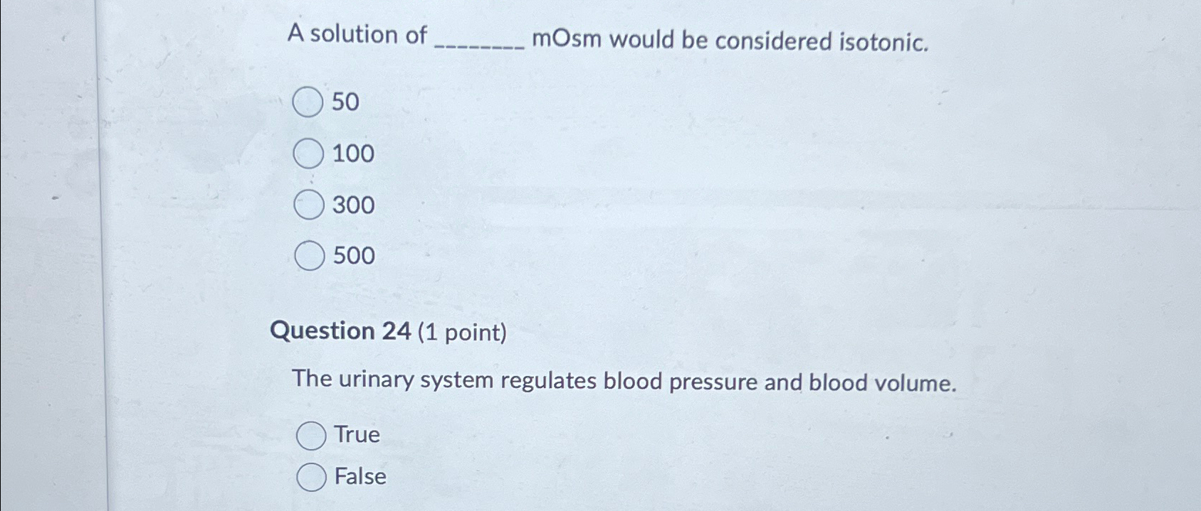 Solved A solution of ﻿mOsm would be considered | Chegg.com