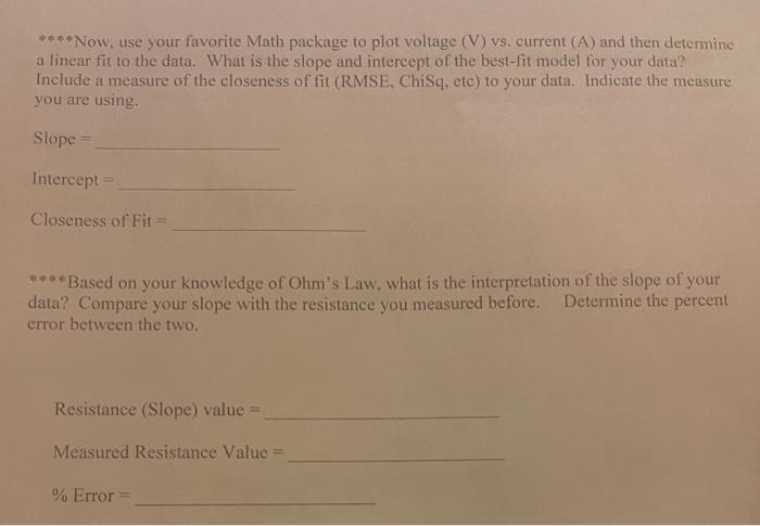 Solved plot the graph (voltage vs current) and answer these | Chegg.com