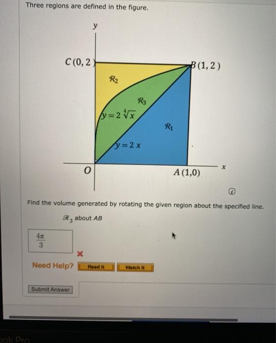 Solved Three regions are defined in the figure. у C(0,2 | Chegg.com