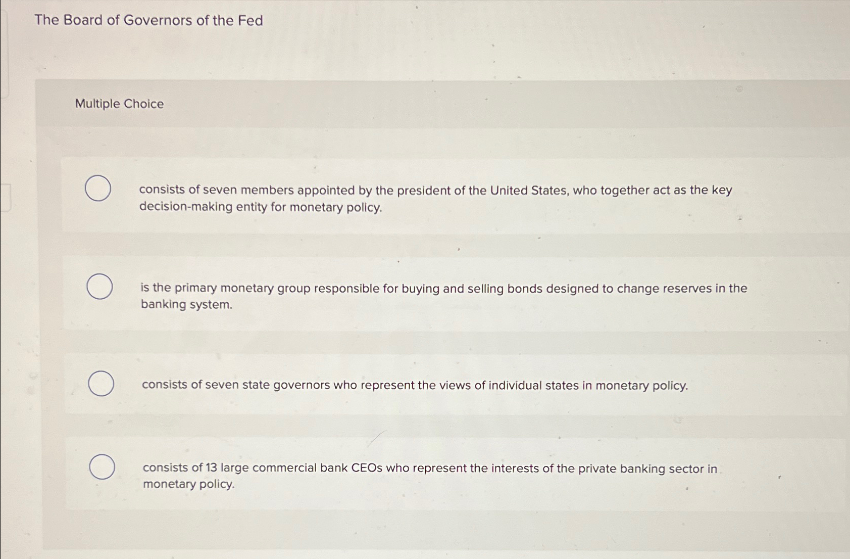 Solved The Board of Governors of the FedMultiple | Chegg.com