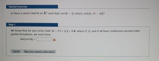 Solved Tutorial Exercise Is There A Vector Field G On R3 0601