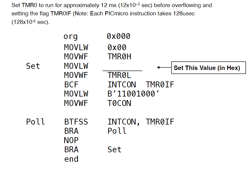 Solved Set TMR0 ﻿to run for approximately 12ms(12×10-3sec) | Chegg.com