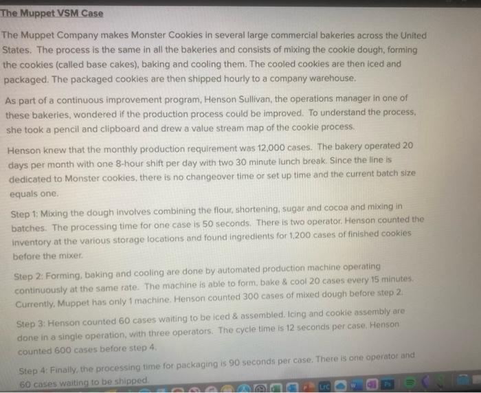 The Muppet VSM Case The Muppet Company makes Monster | Chegg.com