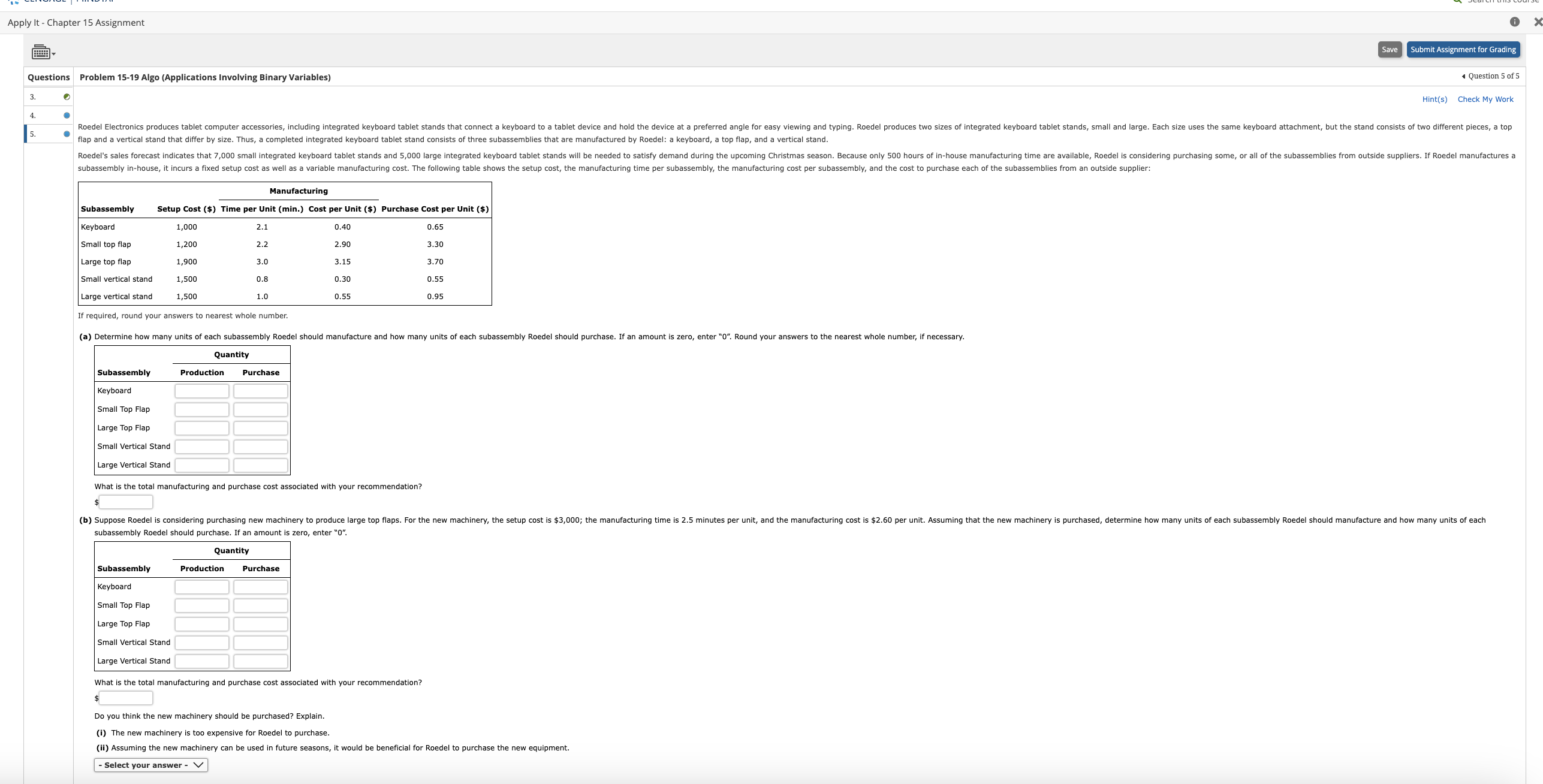 Solved Roedel Electronics produces tablet computer | Chegg.com