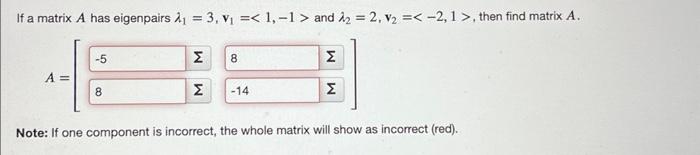 Solved If a matrix A has eigenpairs λ1=3,v1= 1,−1 and | Chegg.com