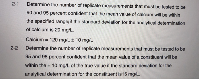 Solved 2-1 Determine the number of replicate measurements | Chegg.com