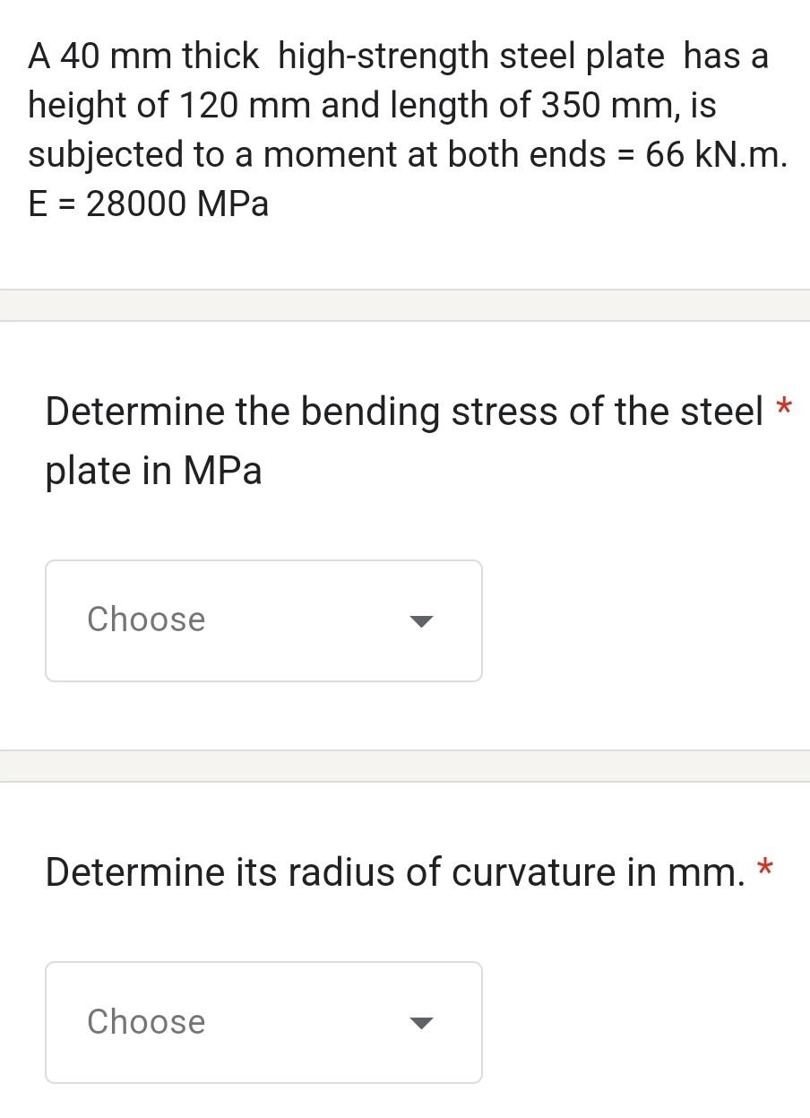 Solved A 40 mm thick high-strength steel plate has a height | Chegg.com