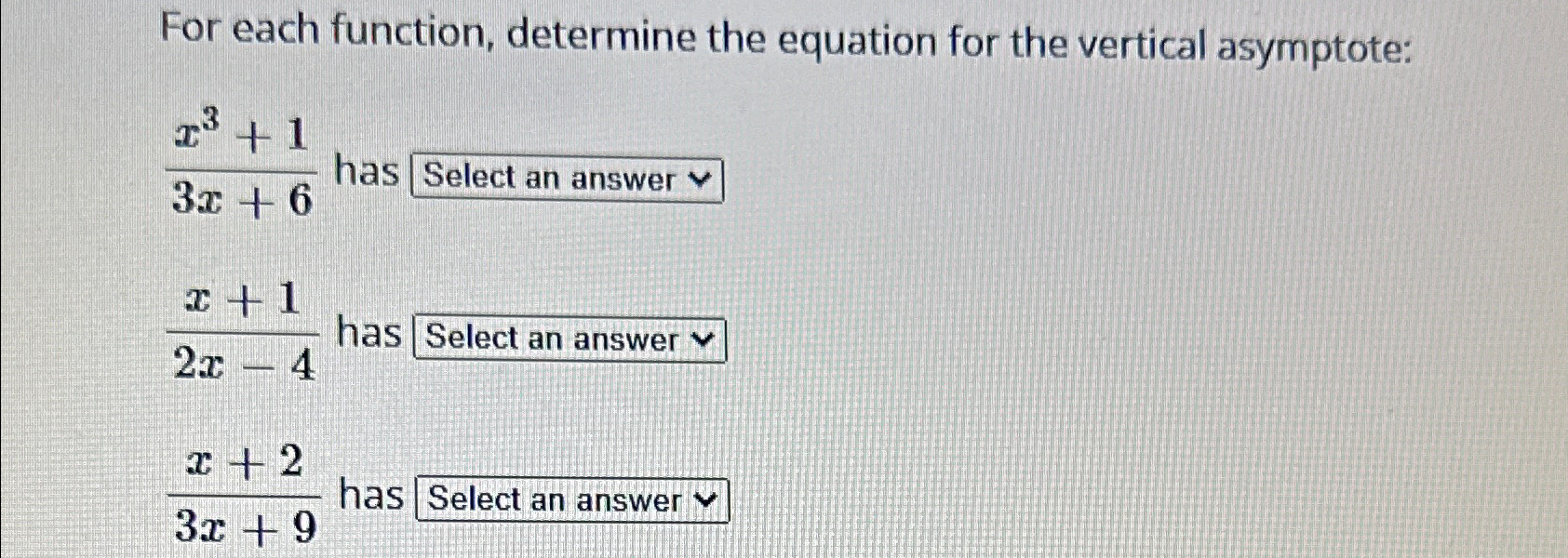 Solved For each function, determine the equation for the | Chegg.com