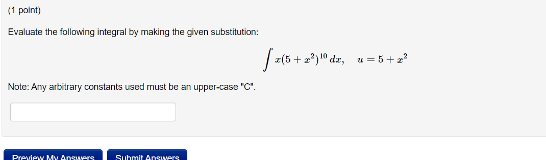 Solved (1 ﻿point)Evaluate the following integral by making | Chegg.com