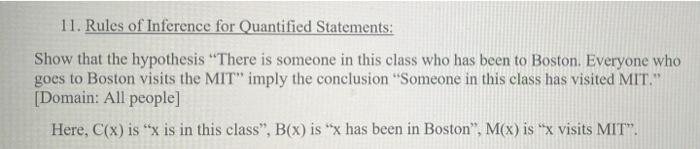 Solved 11. Rules of Inference for Quantified Statements: | Chegg.com