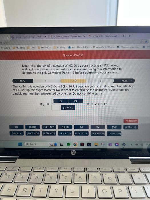 Determine the pH of a solution of HClO2 by | Chegg.com