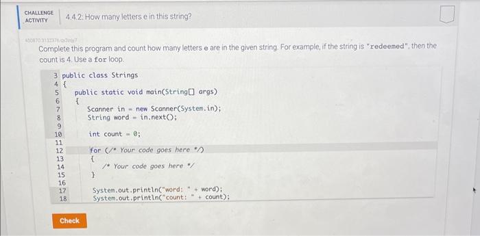 Solved Complete this program and count how many letters e | Chegg.com