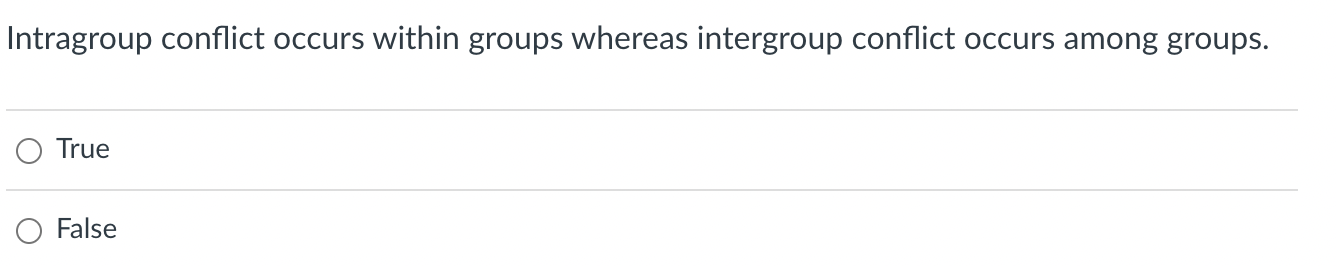 Solved Intragroup conflict occurs within groups whereas | Chegg.com