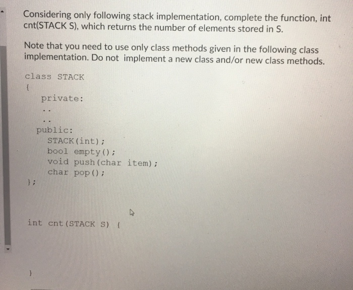 Solved Considering only following stack implementation, | Chegg.com