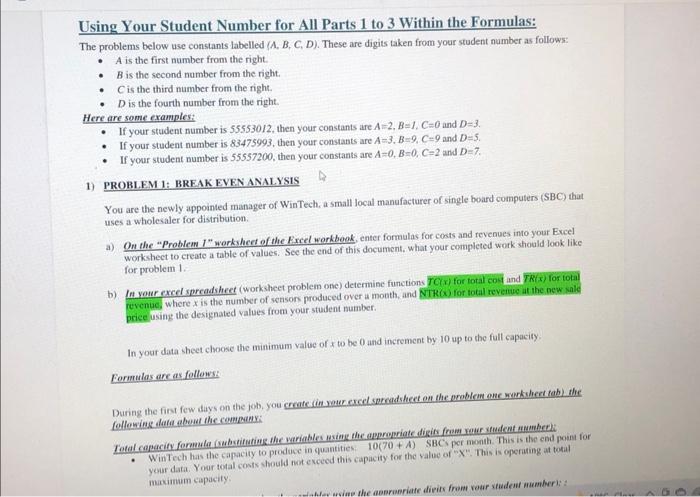 Solved Using Your Student Number for All Parts 1 to 3 Within | Chegg.com