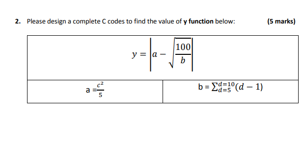 Solved Please design a complete C ﻿codes to find the value | Chegg.com