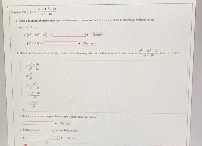 Solved Suppose that ) = - 4x + 20 - 15 a Enter a monomial | Chegg.com