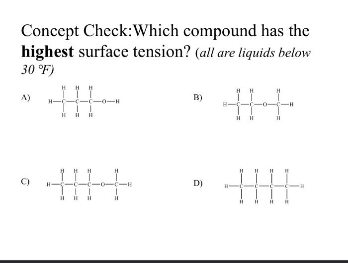 Solved Concept Check: Which compound has the highest surface | Chegg.com