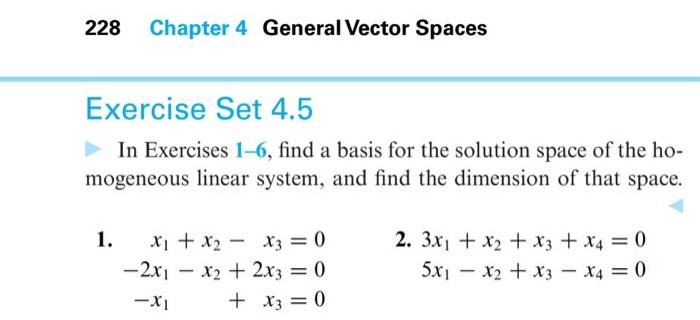 Solved 228 Chapter 4 General Vector Spaces Exercise Set 4.5 | Chegg.com