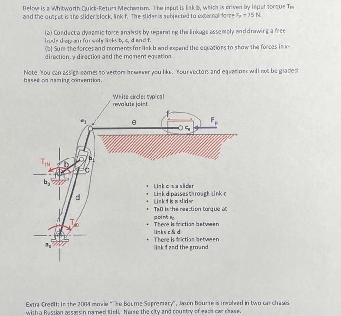 Solved Below is a Whitworth Quick-Return Mechanism. The | Chegg.com