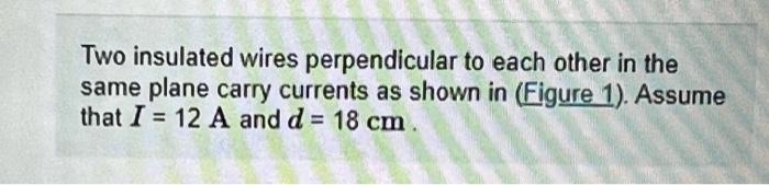 Solved Two insulated wires perpendicular to each other in | Chegg.com