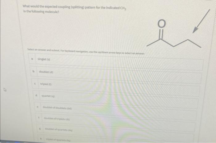 Solved What would be the expected coupling (splitting) | Chegg.com