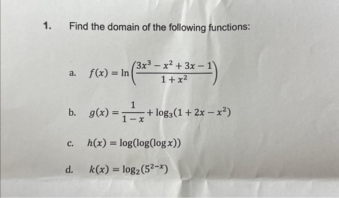 Solved Find the domain of the following functions: a. | Chegg.com