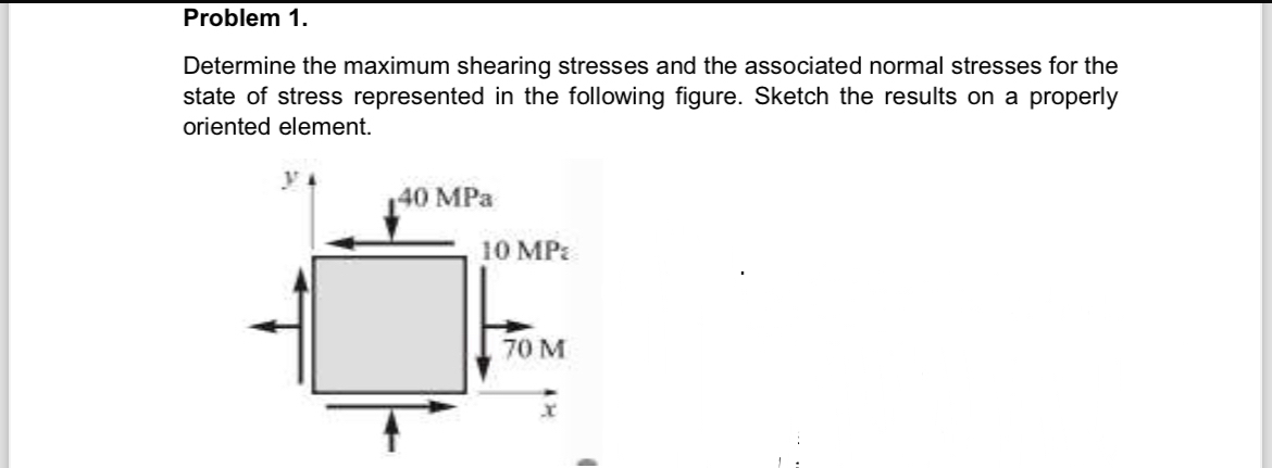 Solved Problem 1.Determine the maximum shearing stresses and | Chegg.com