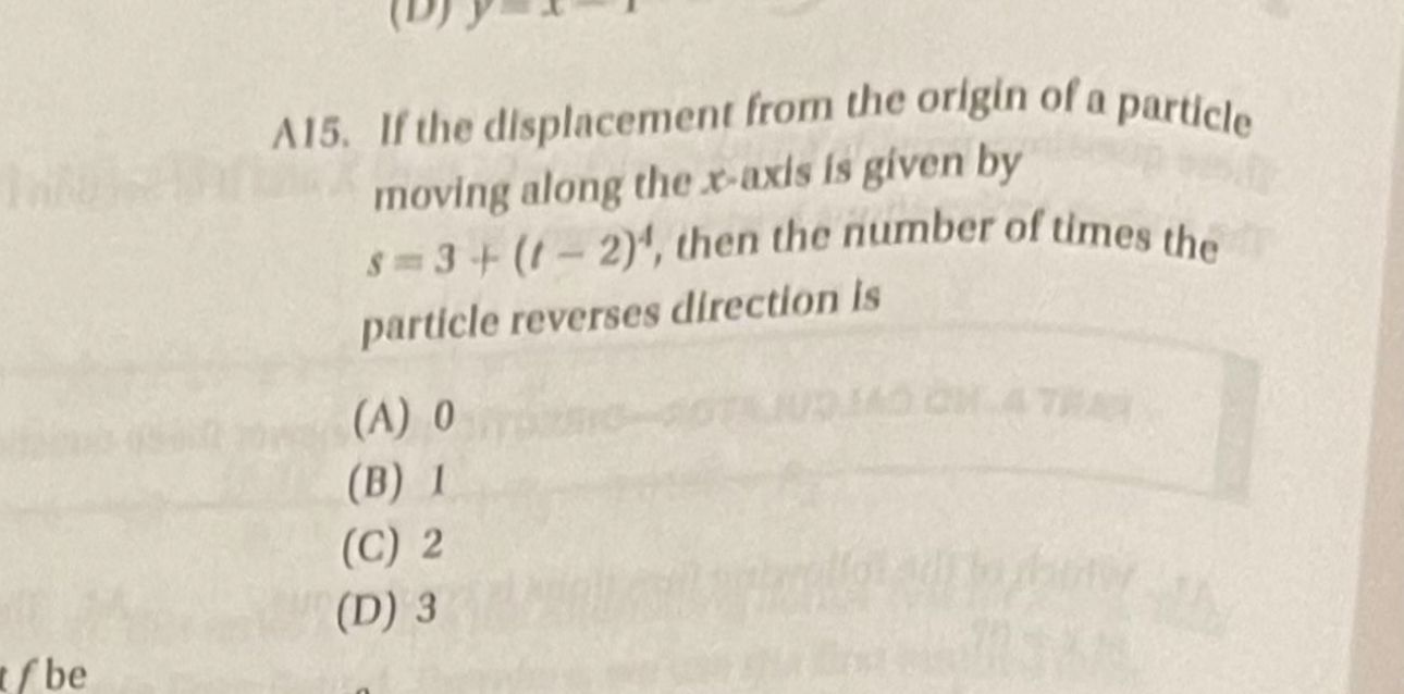 A15. ﻿If the displacement from the origin of a | Chegg.com