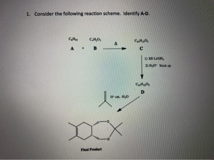 Solved 1. Consider the following reaction scheme. Identify | Chegg.com