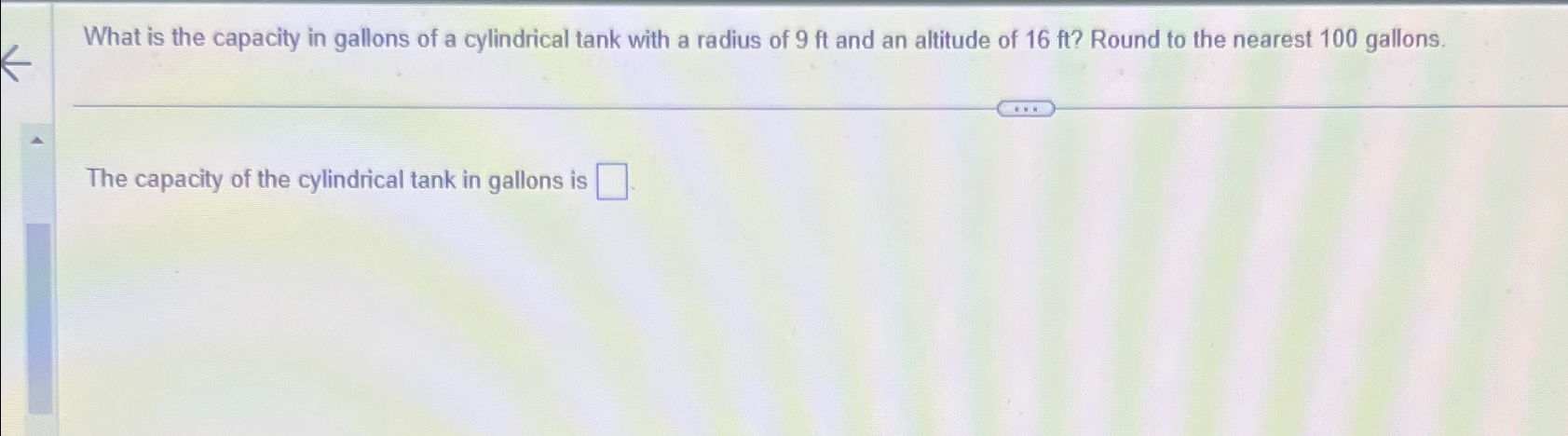 Solved What is the capacity in gallons of a cylindrical tank | Chegg.com