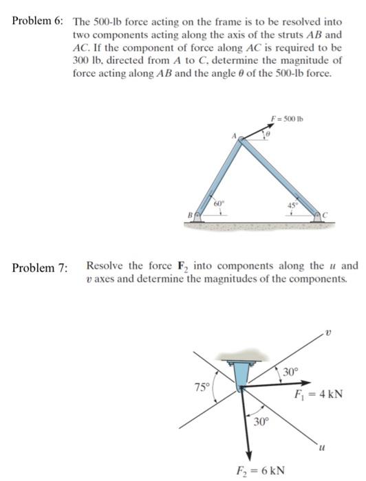 Solved The 500-lb ﻿force is to be ﻿resolved into two | Chegg.com