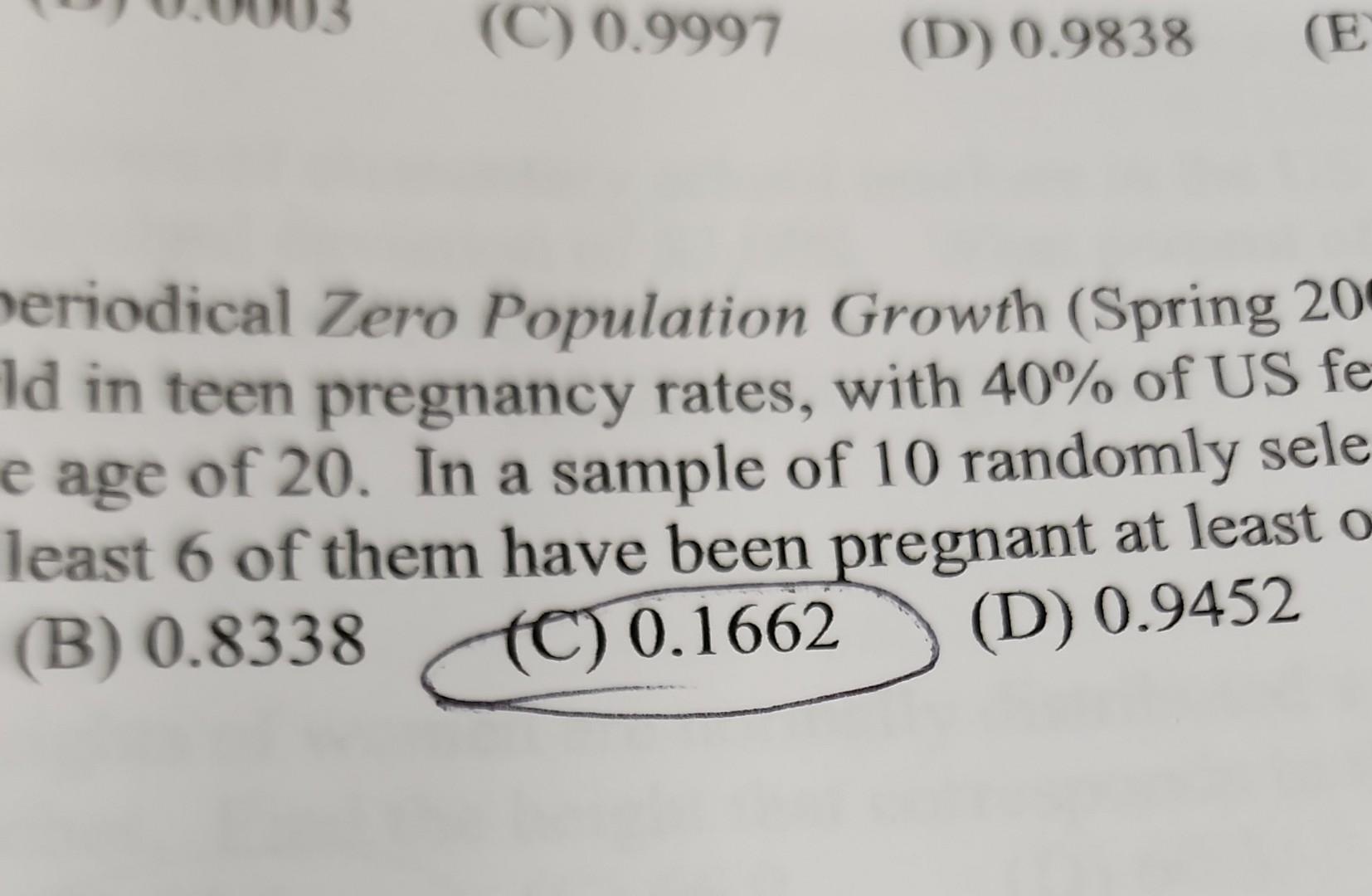 Solved Deriodical Zero Population Growth (Spring 20 Id in | Chegg.com