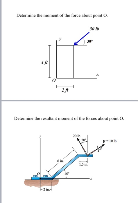 Solved Determine the moment of the force about point 0. 50 | Chegg.com