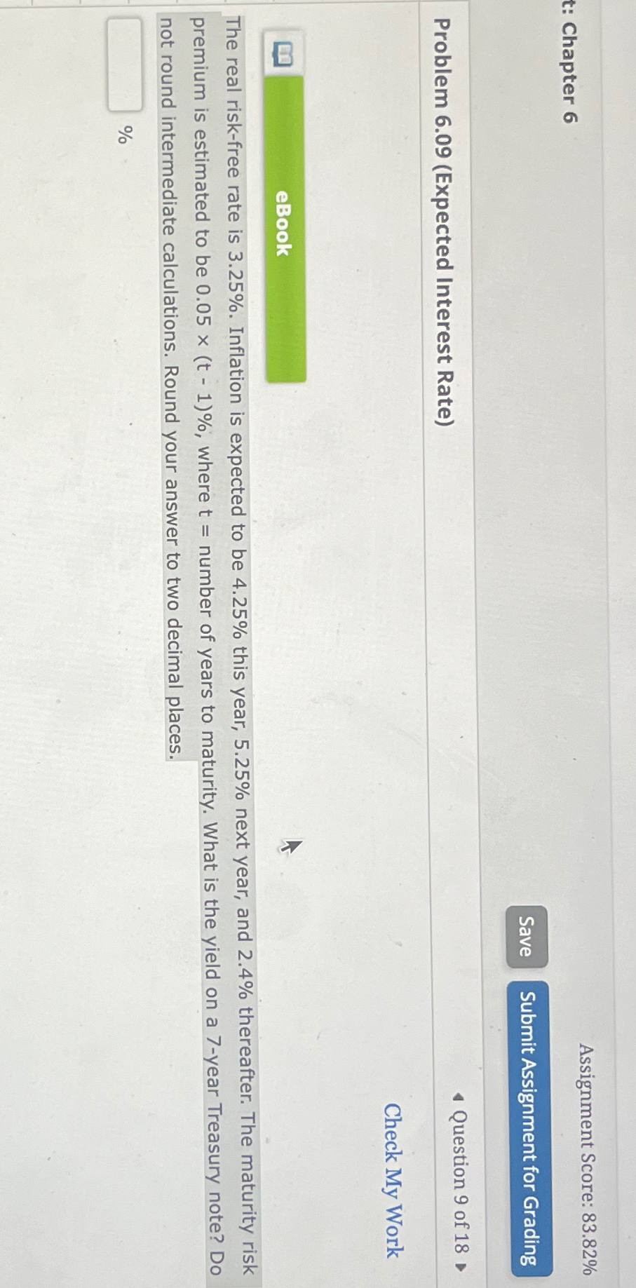 Solved Chapter 6Assignment Score: 83.82%Problem | Chegg.com