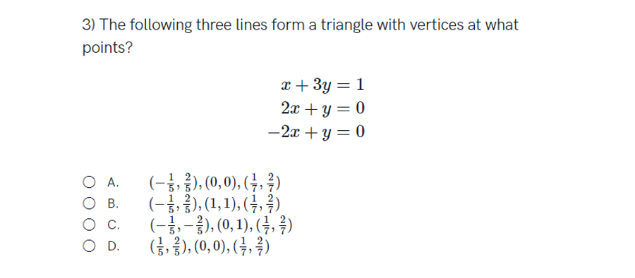 Solved The following three lines form a triangle with | Chegg.com