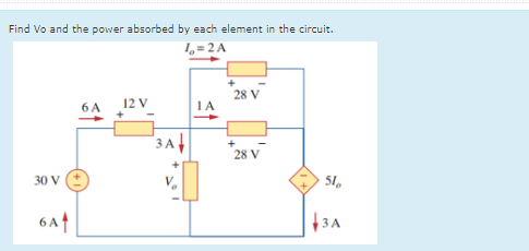 Solved Find Vo and the power absorbed by each element in the | Chegg.com
