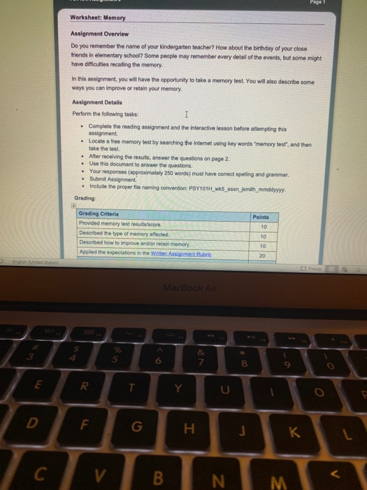Worksheet: Memory Assignment Overview Do you remember | Chegg.com