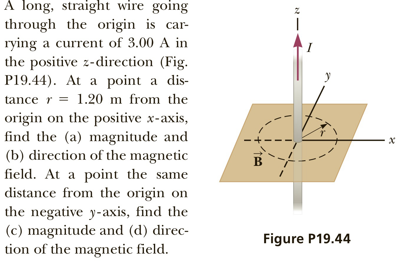 Solved point of observation.44. ﻿A long, straight wire going | Chegg.com