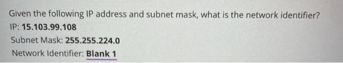 Solved Given the following IP address in CIDR notation, what | Chegg.com