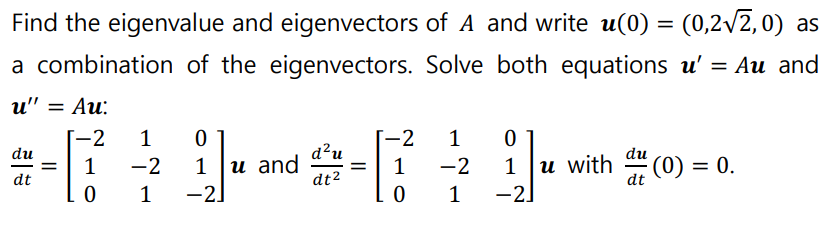 Find the eigenvalue and eigenvectors of A and write | Chegg.com