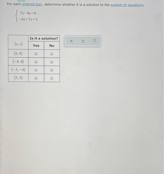 Solved For each ordered pair, determine whether it is a | Chegg.com