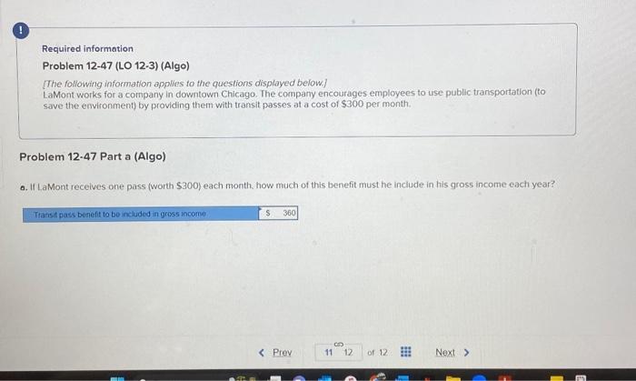 Solved Required information Problem 12-47 (LO 12-3) (Algo) | Chegg.com