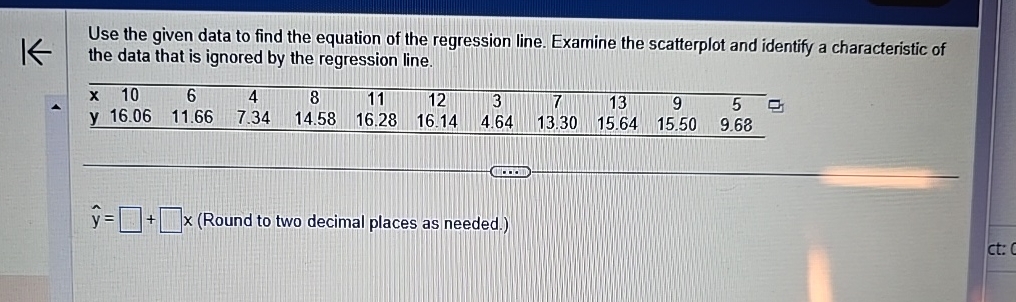 Solved Use the given data to find the equation of the | Chegg.com