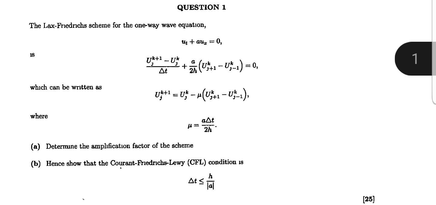 Solved The Lax-Friednchs scheme for the one-way wave | Chegg.com