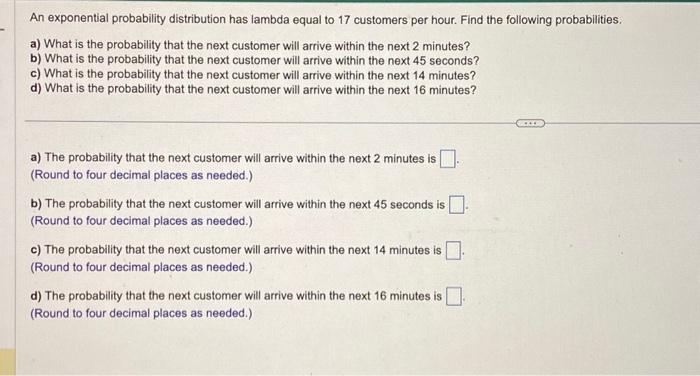 Solved An exponential probability distribution has lambda | Chegg.com