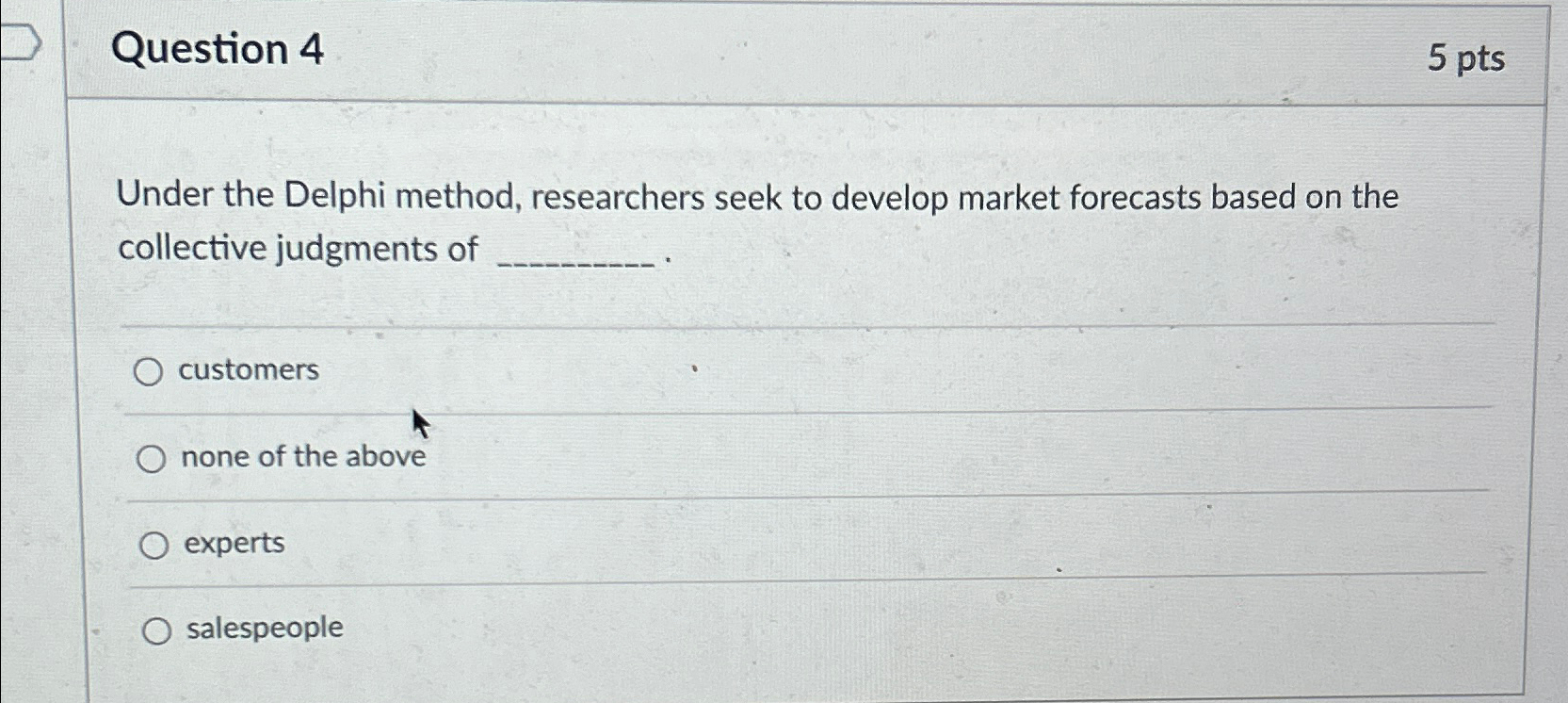 Solved Question 45 ﻿ptsUnder the Delphi method, researchers | Chegg.com