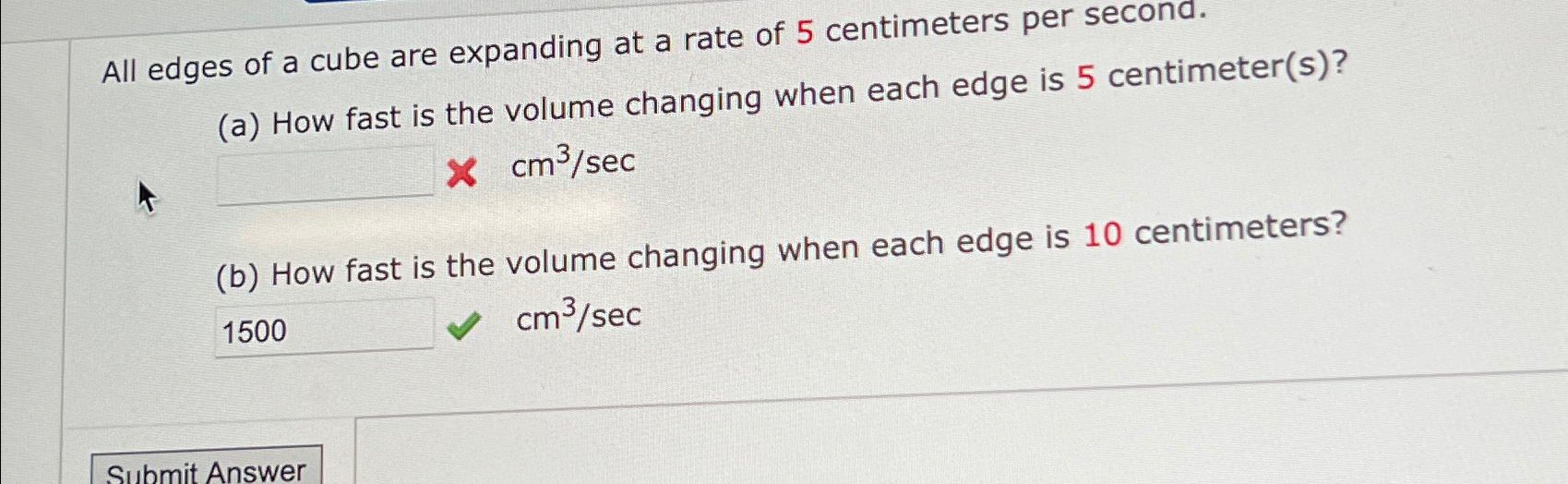 Solved All edges of a cube are expanding at a rate of 5 | Chegg.com