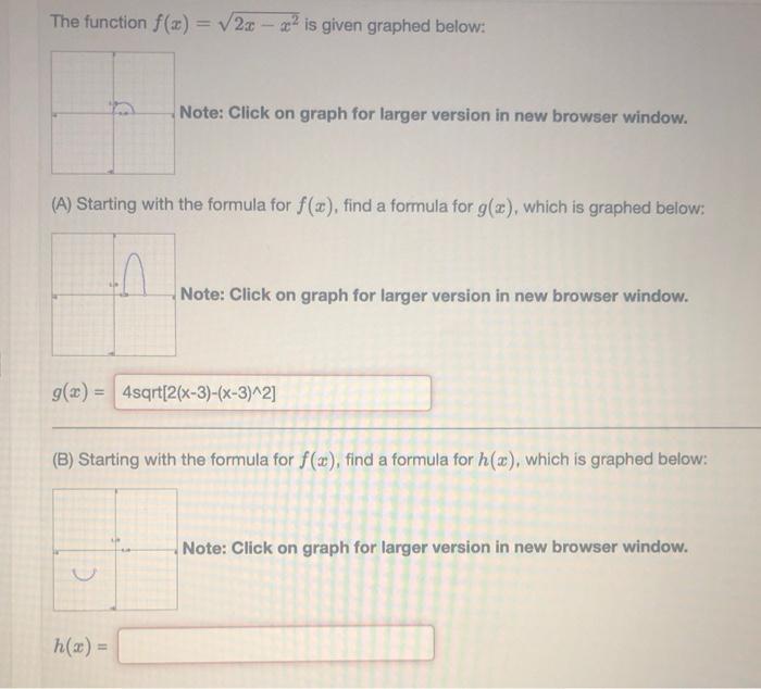 Solved The function f(x) = 2x - is given graphed below: | Chegg.com